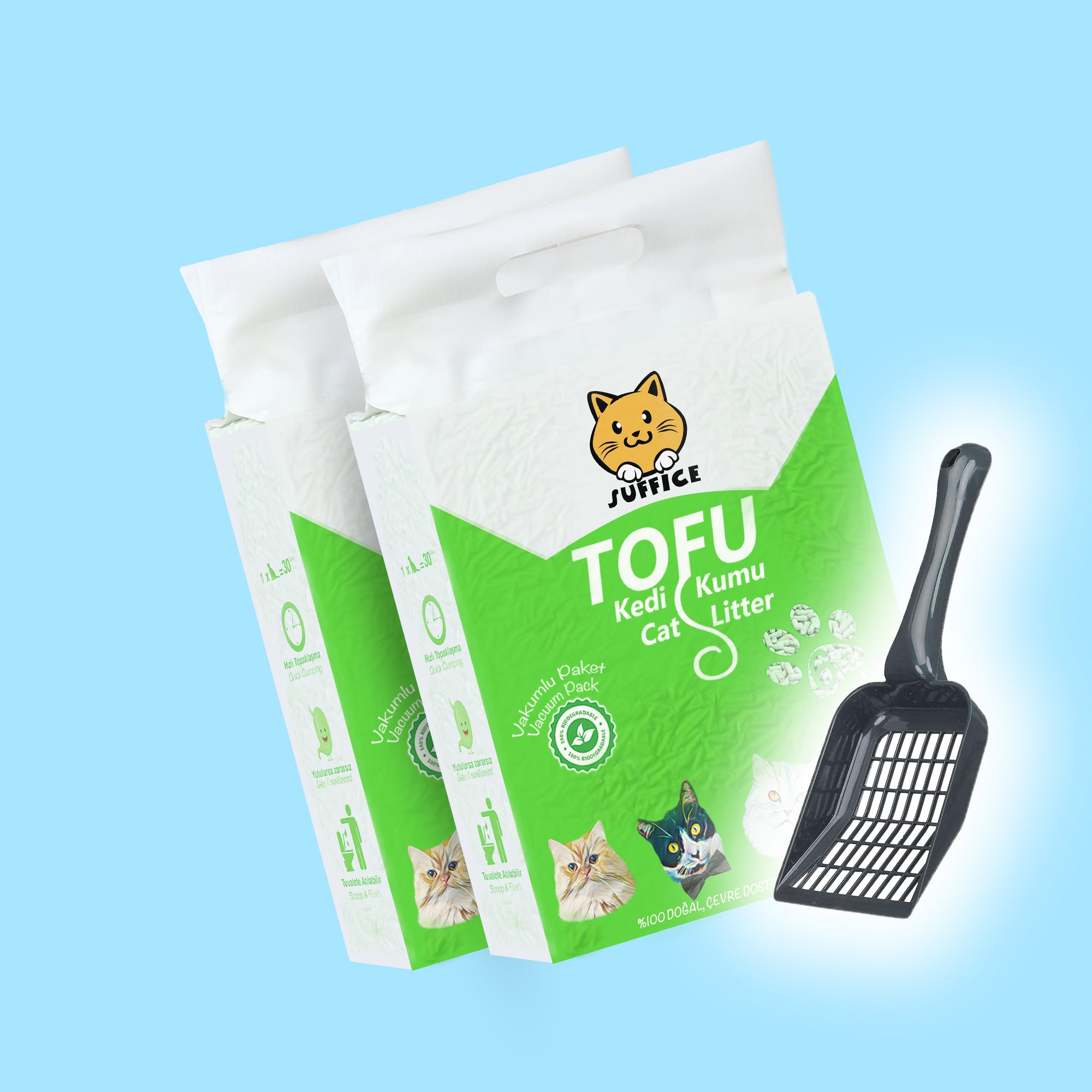 SUFFICE Tofu Kedi Kumu 12 Lt (Kürek Hediyeli) – Suffice Kedi Kumu